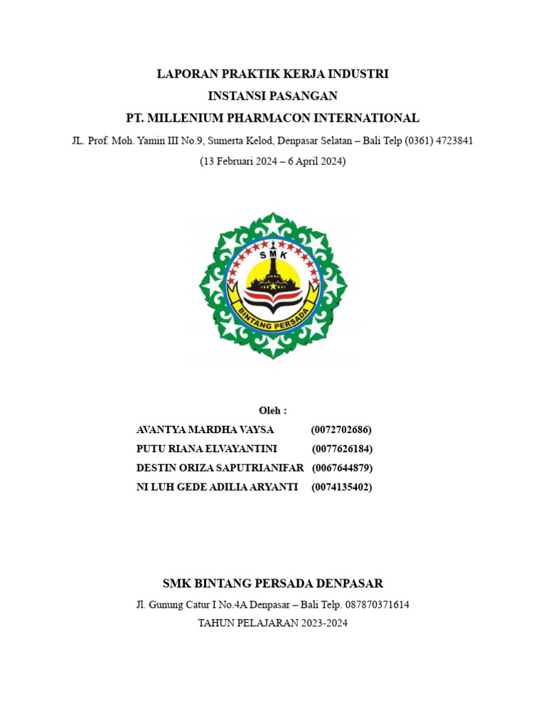 Laporan PKL PBF Mpi Gel.2 Rev TGL 3 Apr | PDF | Kesehatan Holistik