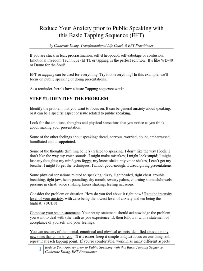 Basic Tapping Sequence For Public Speaking by Catherine Ewing | PDF ...