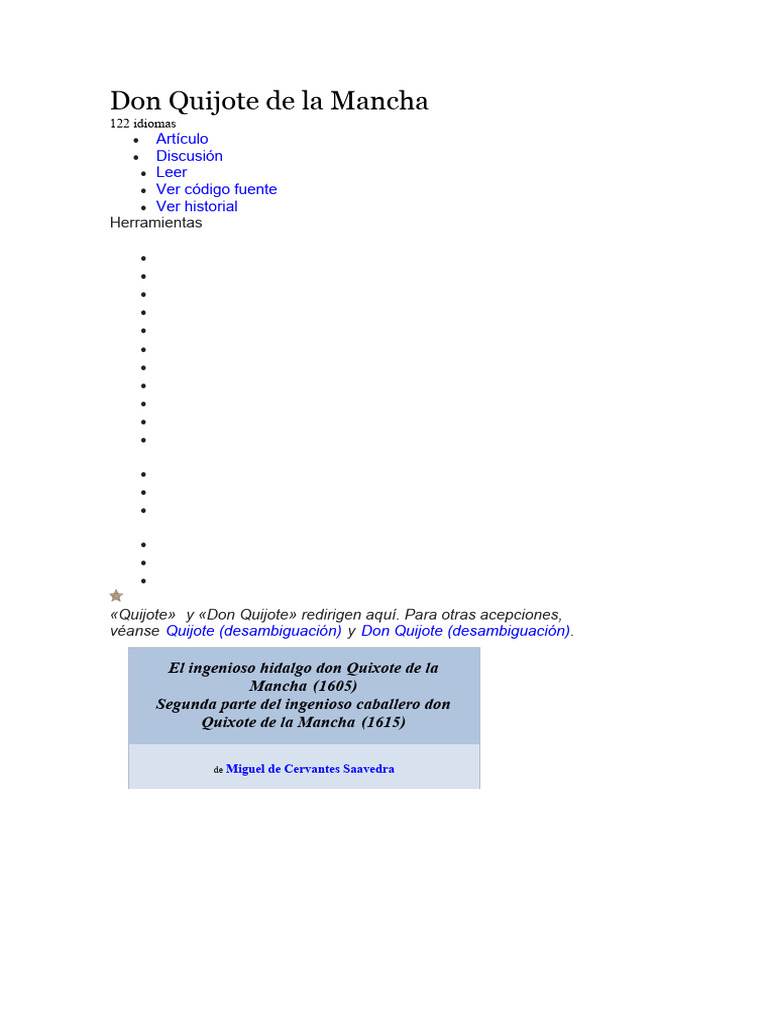Don Quijote de la Mancha | PDF | Don Quijote | Miguel De Cervantes
