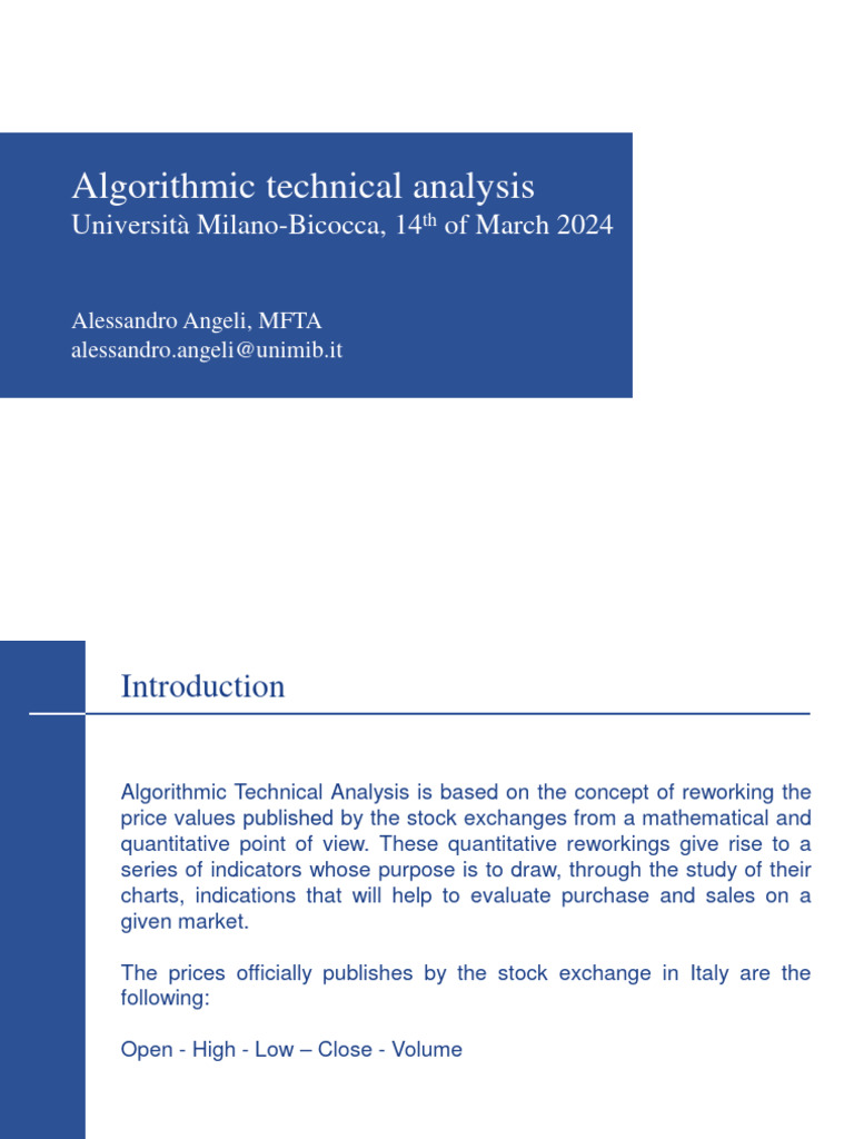 Algorithmic technical analysis | PDF | Moving Average | Analysis