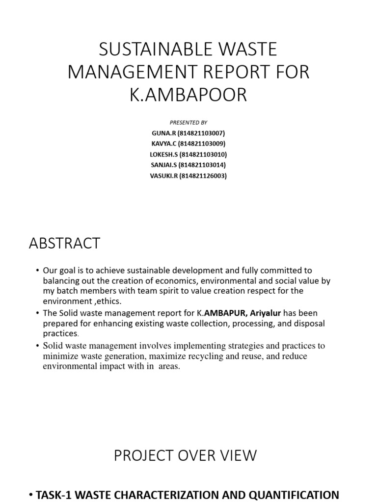 Sustainable Waste Management Report | PDF | Waste | Waste Management