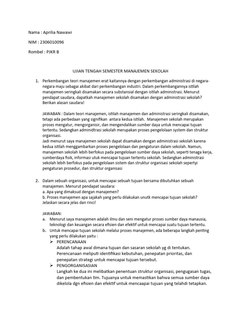 Manajemen dan Administrasi Sekolah Efektif | PDF | Karier & Perkembangan