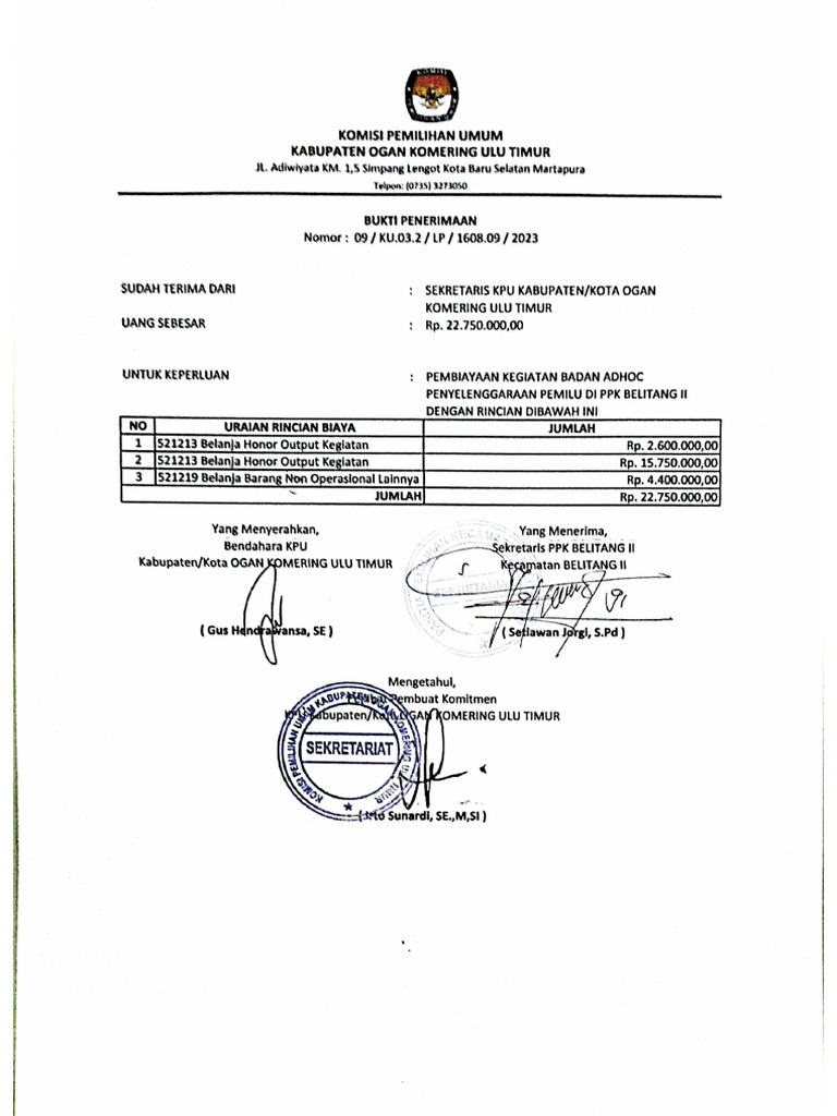 BUKTI PENERIMAAN PPK Juli | PDF