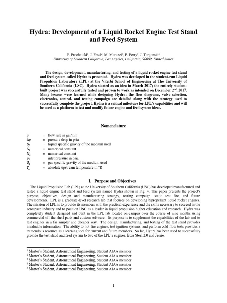 Hydra Development of A Liquid Rocket Eng | PDF | Valve | Combustion