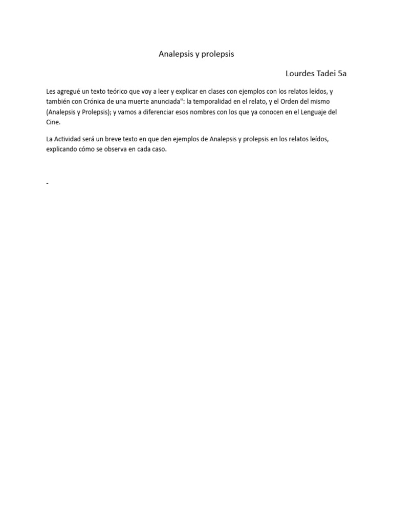Ejemplos de Analepsis y Prolepsis | PDF | Filosofía