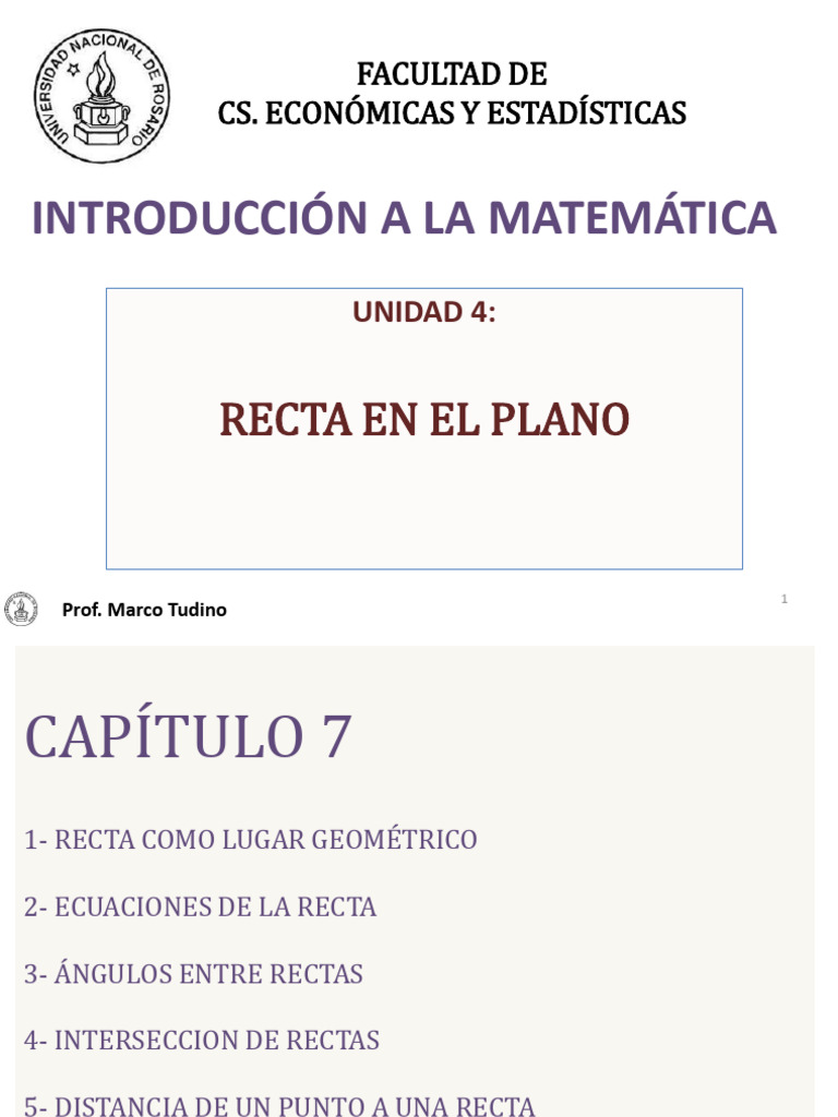 Im - U4 - Recta en El Plano - 2020 | PDF | Línea (geometría) | Vector Euclidiano
