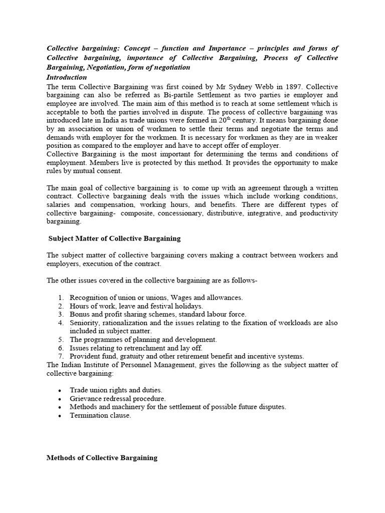 Collective Bargaining Definition | PDF | Collective Bargaining | Employment