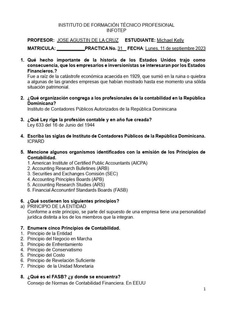 Practica No 31 Michael Kelly Principios de Contabilidad | PDF | normas ...