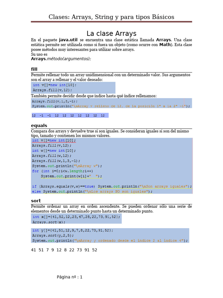 Las Clases Arrays y String | PDF | Cadena (informática) | Ingeniería de ...