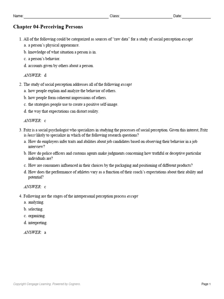 Chapter 04 Perceiving Persons | PDF | Nonverbal Communication | Emotions
