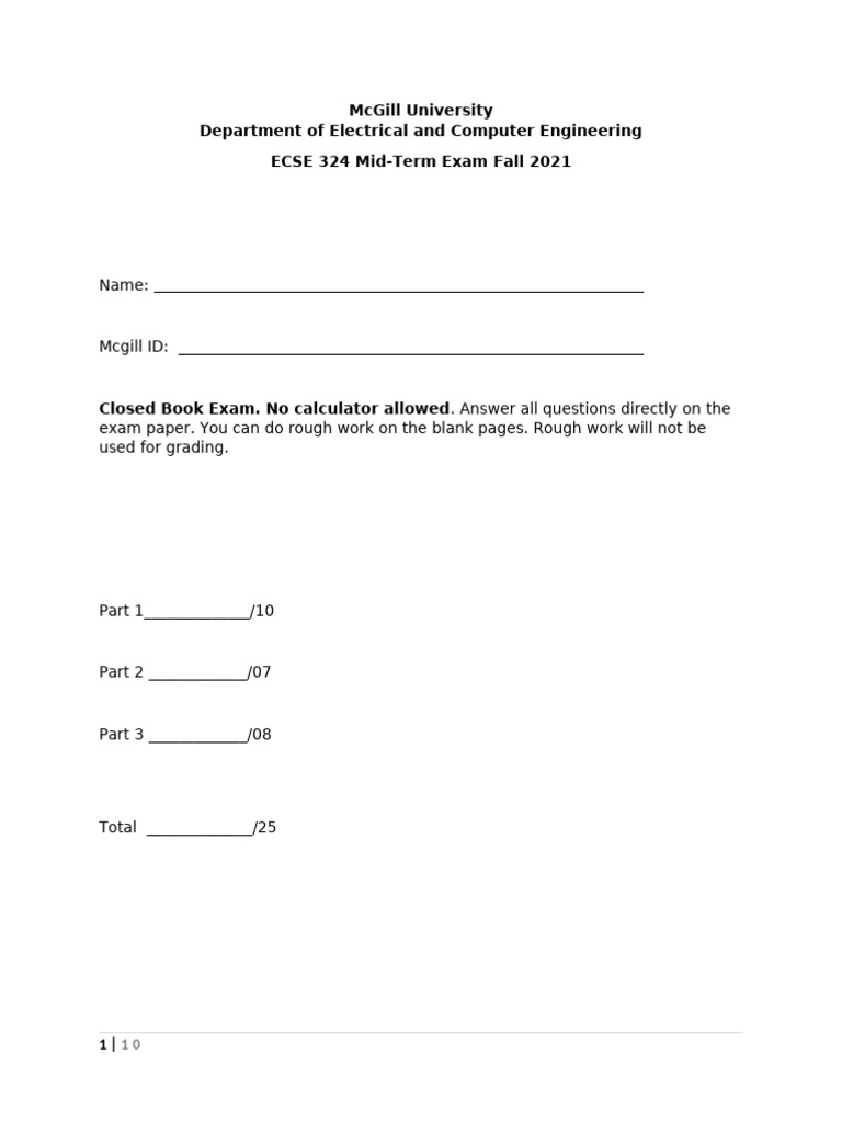 ECSE 324 MT Fall 2021 A With Solutions PDF | PDF | Central Processing Unit | Integrated Circuit