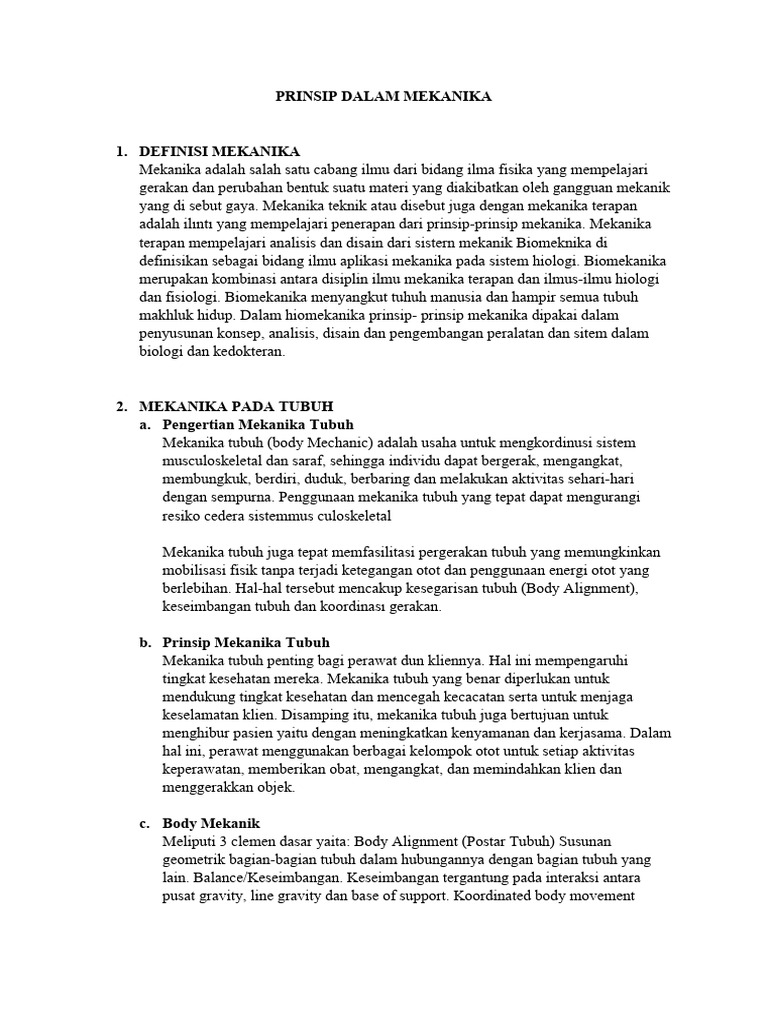 Prinsip Dalam Mekanika | PDF