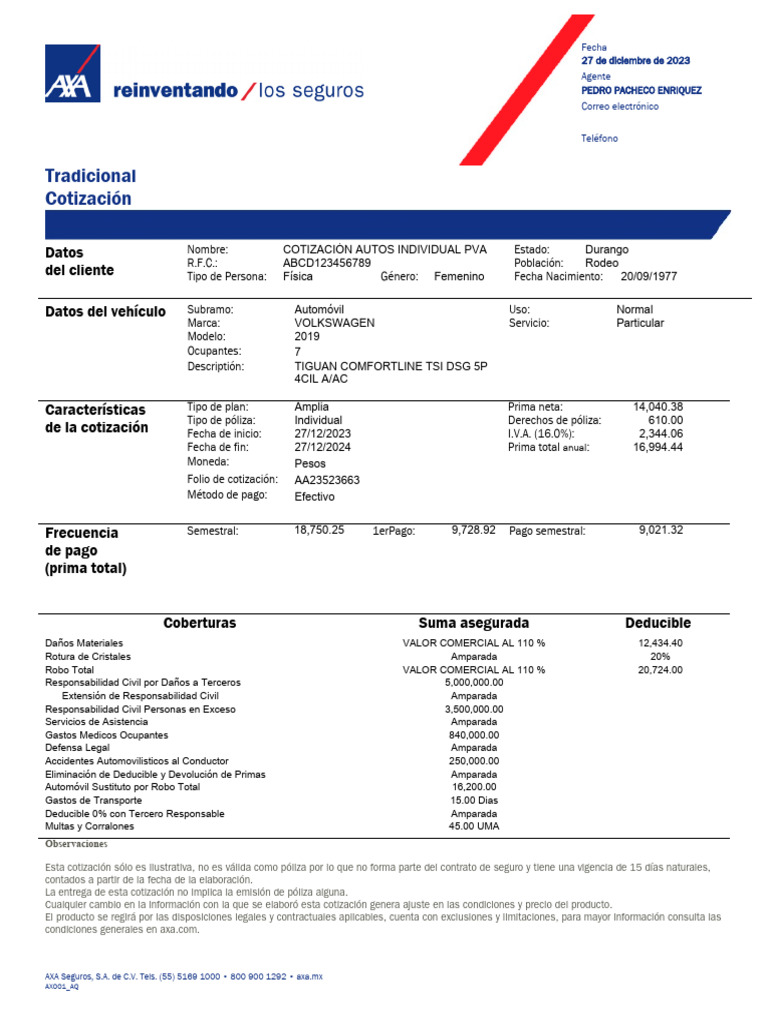 Ejemplo Poliza | PDF | Póliza de seguros | Seguro
