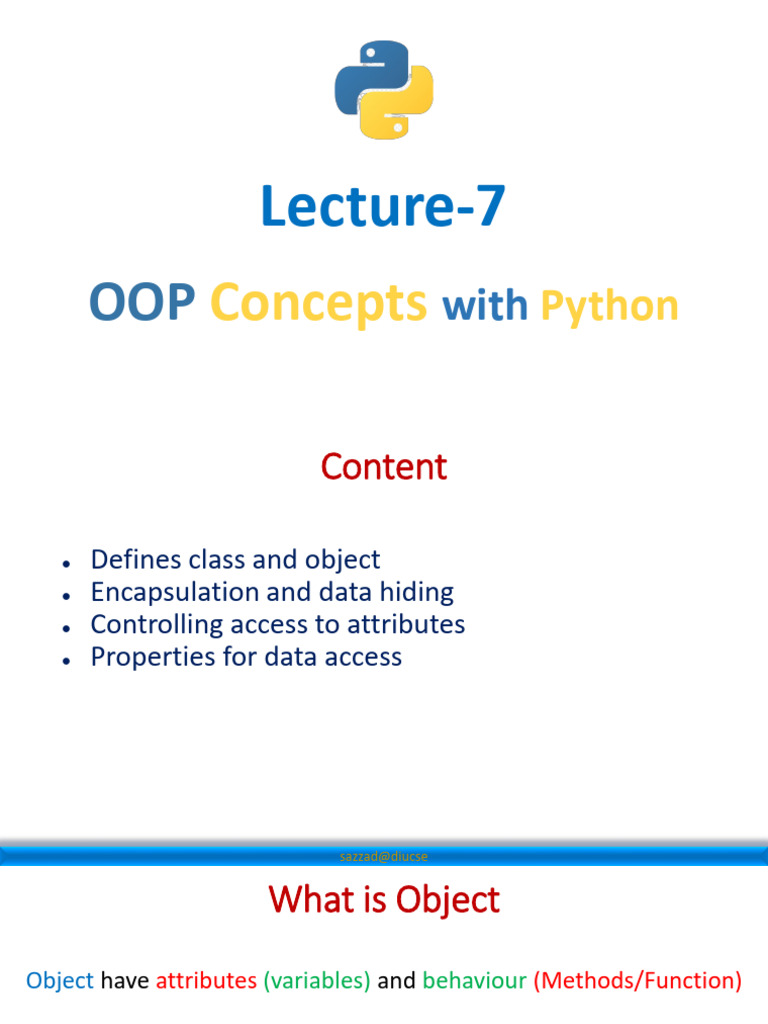 Lecture 7 - OOP Concepts Using Python | Download Free PDF | Class ... Lecture 7 - OOP Concepts Using Python | Download Free PDF | Class ...