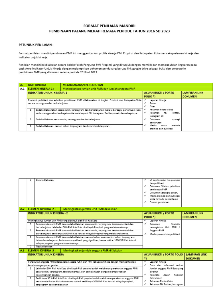 Format Penilaian Mandiri PMR 2016-2023 | PDF | Bisnis