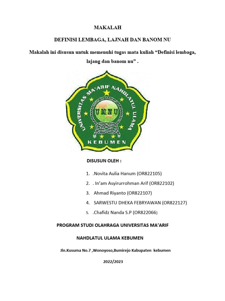 Lembaga Lajnah Banom Nu Kelas B (4) Wps HP) (1) ( | PDF