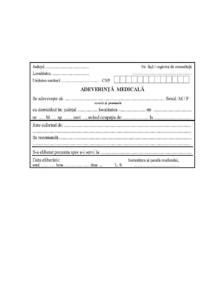 Adeverinta Medicala | PDF
