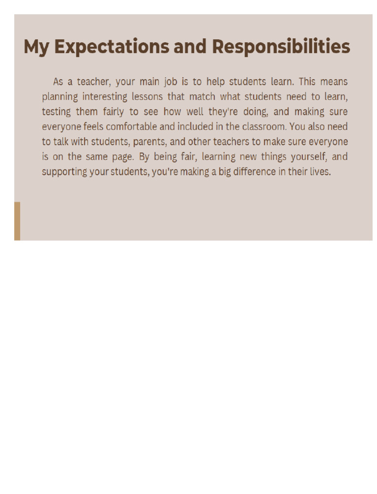 My Expectations and Responsibilities | PDF