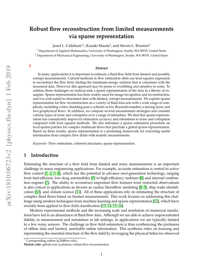 Robust Flow Reconstruction From Limited Measurements Via Sparse ...