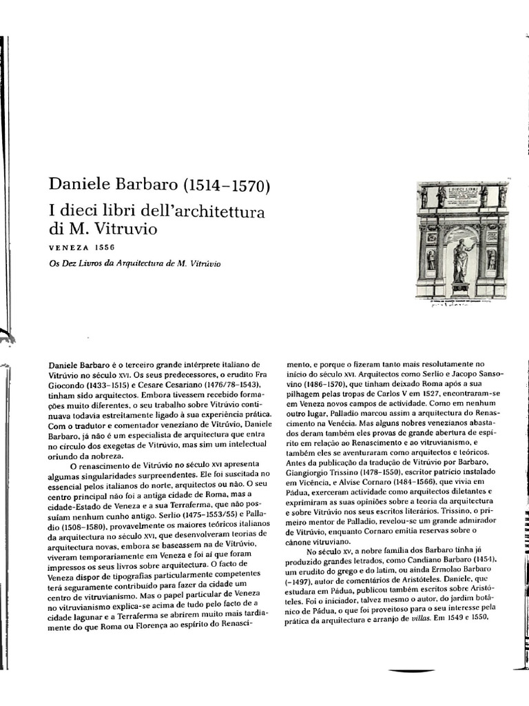 Daniele Barbaro e Vitruvío em Veneza | PDF