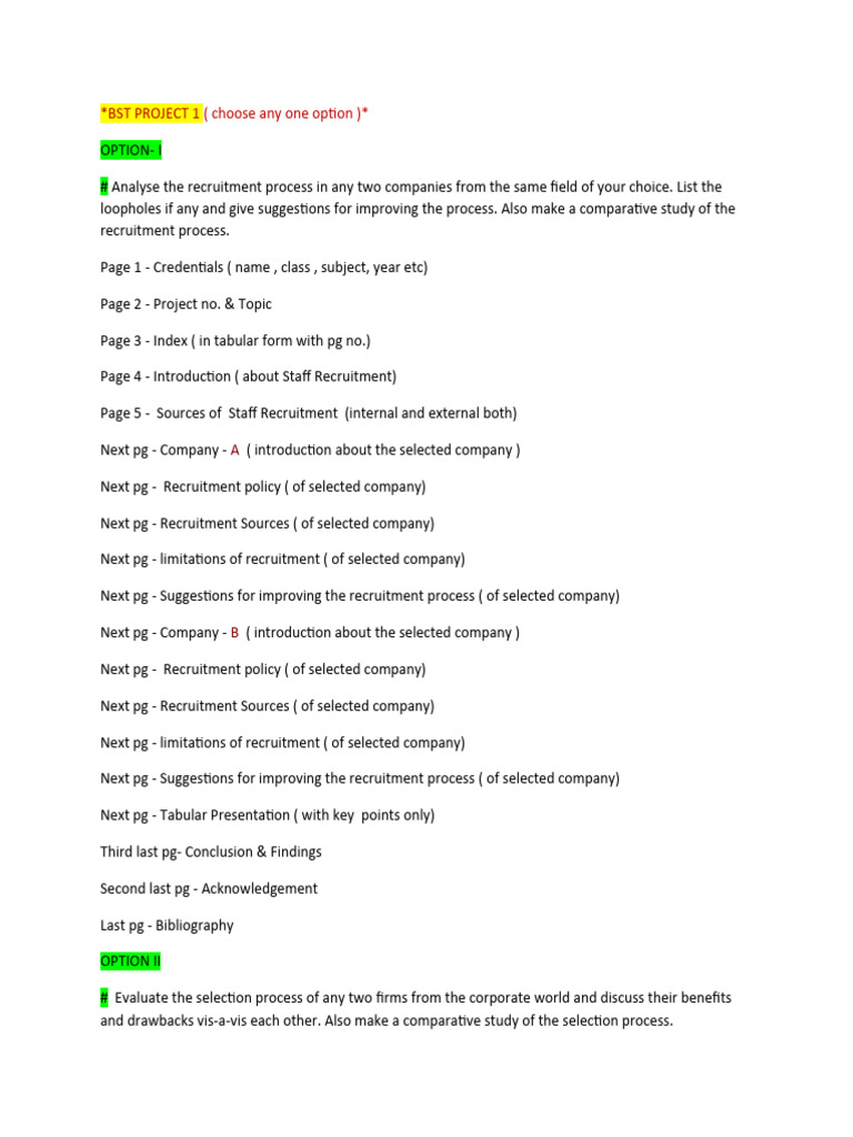 12 BST Project-1 Guidelines | PDF | Recruitment