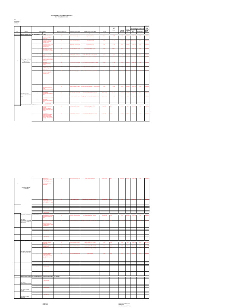 Daftar RKP Desa 2022 Exel | PDF