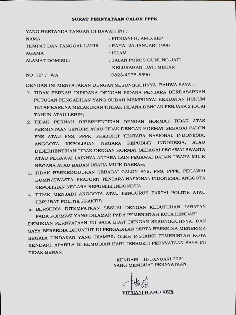Surat Pernyataaan | PDF