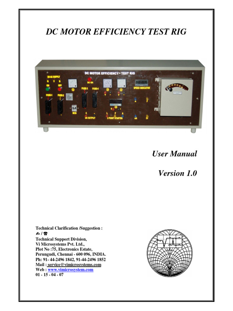 DC Motor Efficiency Test Rig | PDF | Electric Motor | Machines