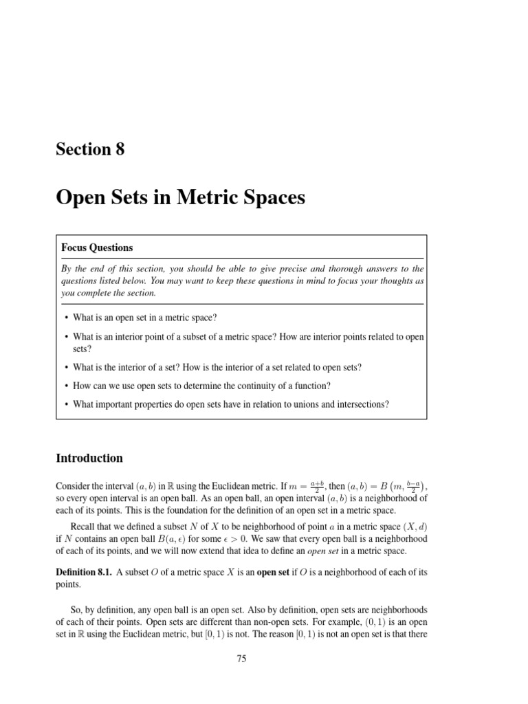 Open Sets in Metric Spaces | PDF | General Topology | Mathematics