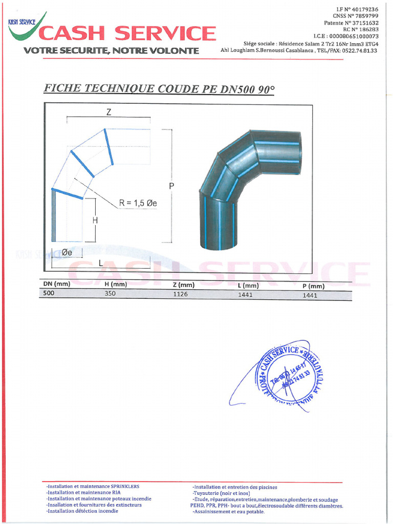 Fiche Technique Coude Pe DN500 90 | PDF