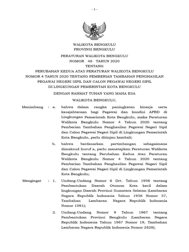 Perwal No. 48 Tahun 2020 TTG Perubahan Perwal Nomor 4 Tahun 2020 TTG ...