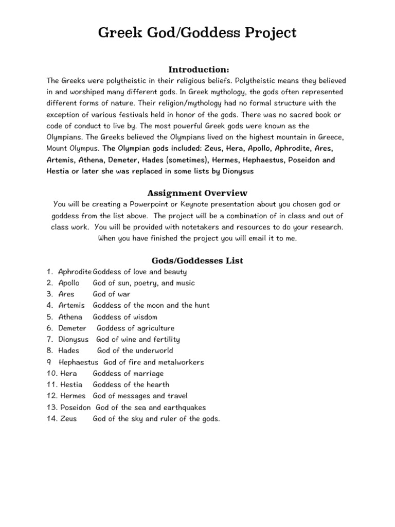 Greek God Project 2020 PDF | PDF | Twelve Olympians | Greek Deities
