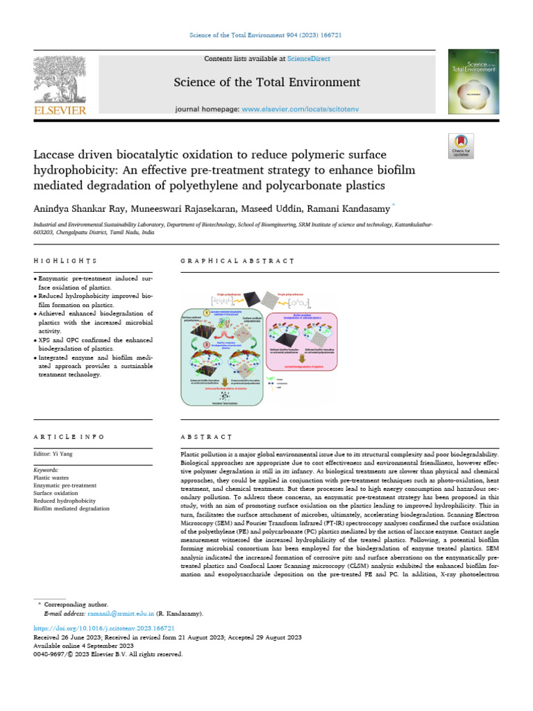 STOTEN-Published Paper | PDF | Biofilm | Plastic