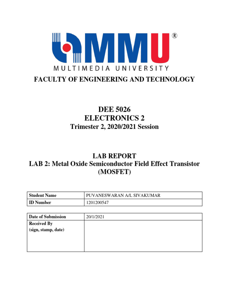 Lab 2 report_1201200547 | PDF | Mosfet | Transistor