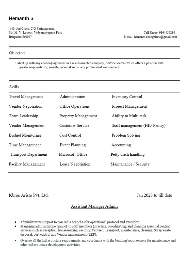 Hemanth Updated Resume-2024 | PDF | Procurement | Cost Accounting