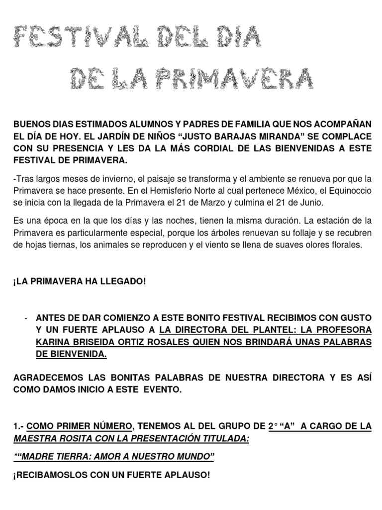Programa de La Primavera | PDF | Temporada de primavera)