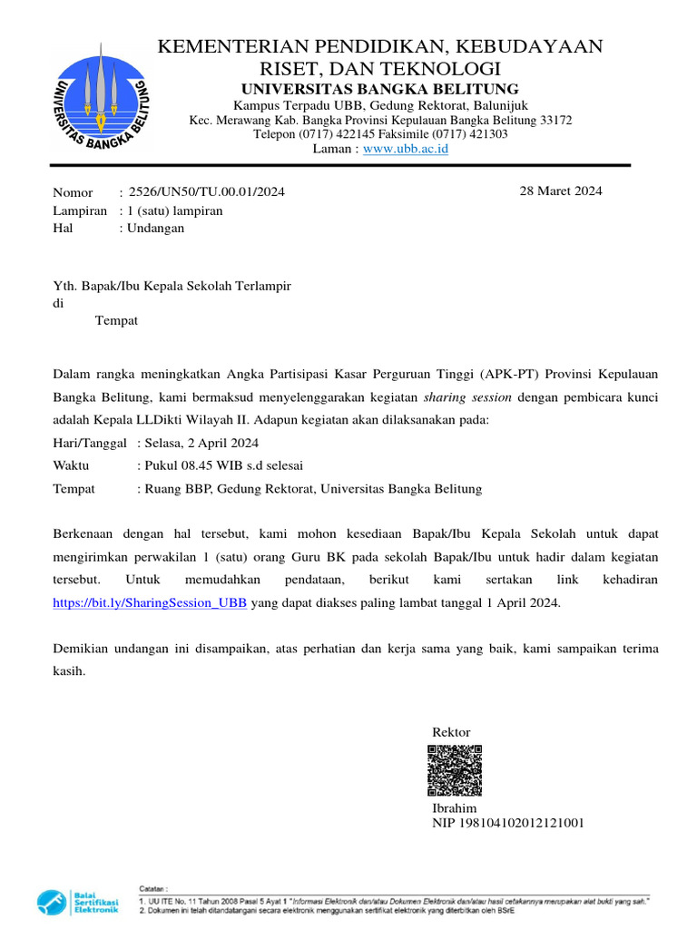 2526 Undangan Sharing Session Guru BK. | PDF
