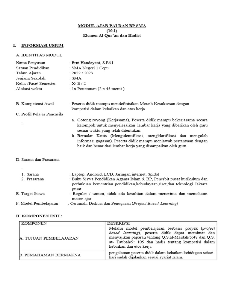 Modul Ajar Kumer | PDF