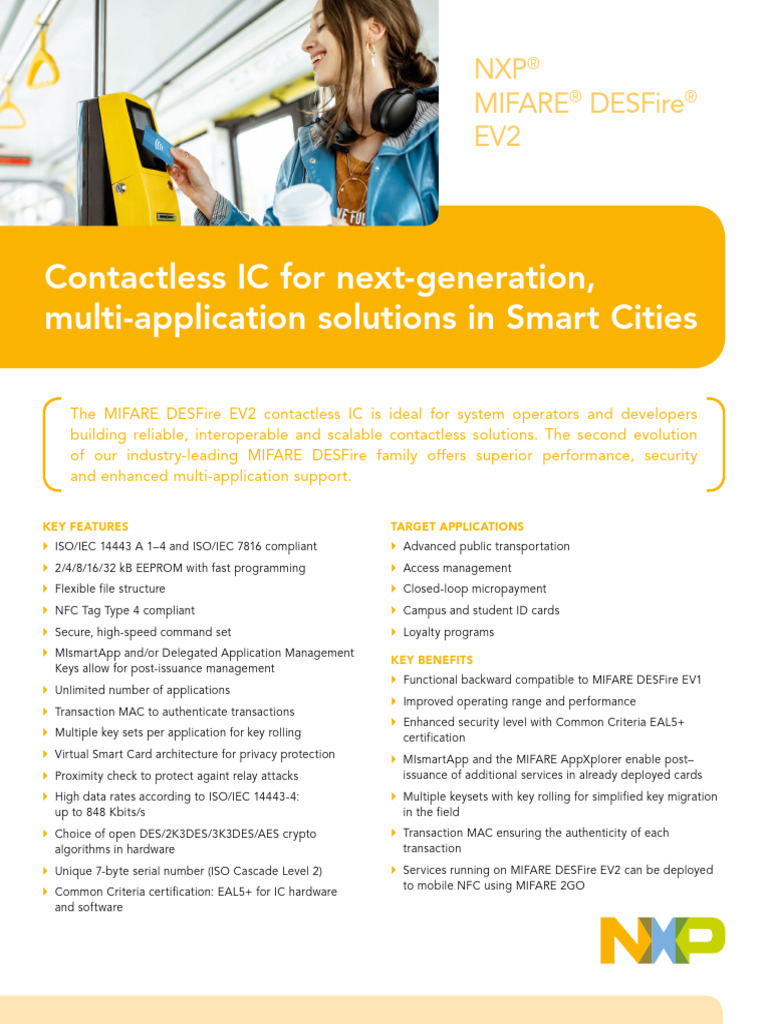 NXP MIFARE DESFire EV2 Leaflet US Letter 2019 WEB | PDF | Smart Card ... NXP MIFARE DESFire EV2 Leaflet US Letter 2019 WEB | PDF | Smart Card ...