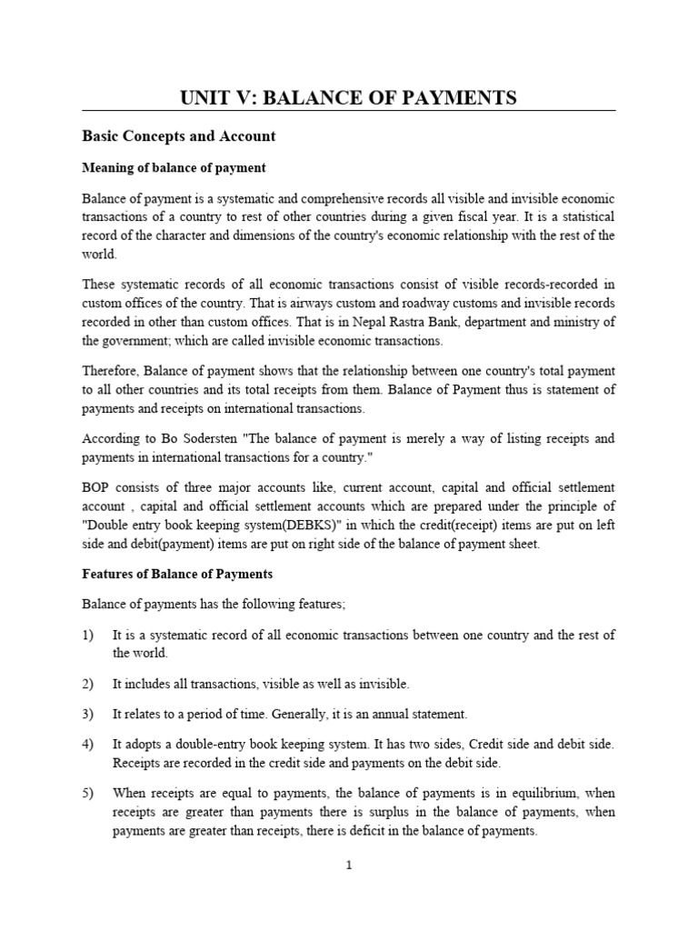 Chapter 5 Balance of Payment | PDF | Balance Of Payments | Debits And ...