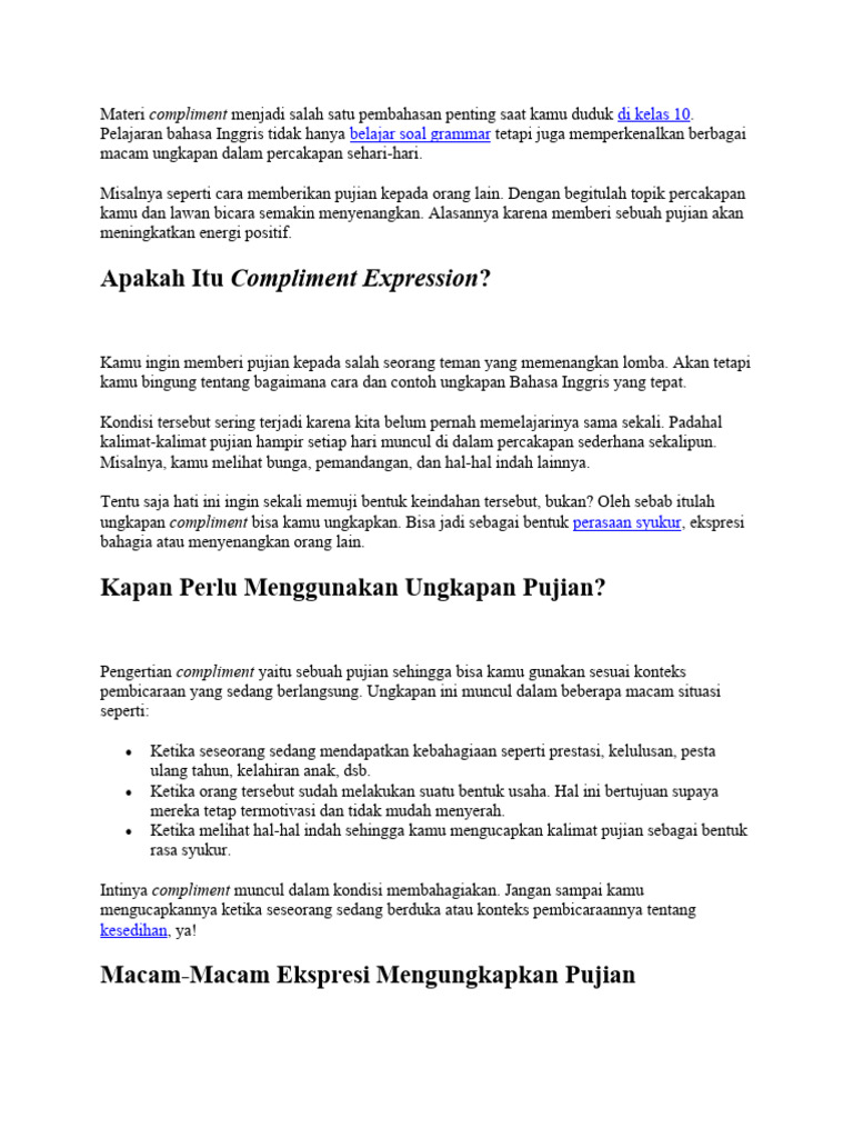 Materi Compliment Materi | PDF | Karier & Perkembangan | Seni & Disiplin Bahasa
