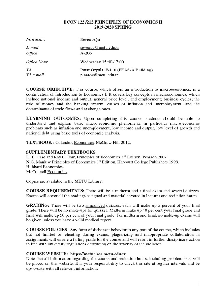 ECON 122: Macroeconomics Course Guide | PDF | Macroeconomics | Economics