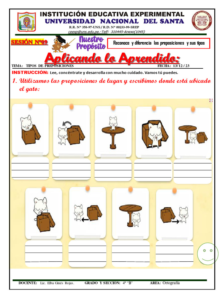 FICHA N° 09 - TIPOS DE PREPOSICIONES | PDF