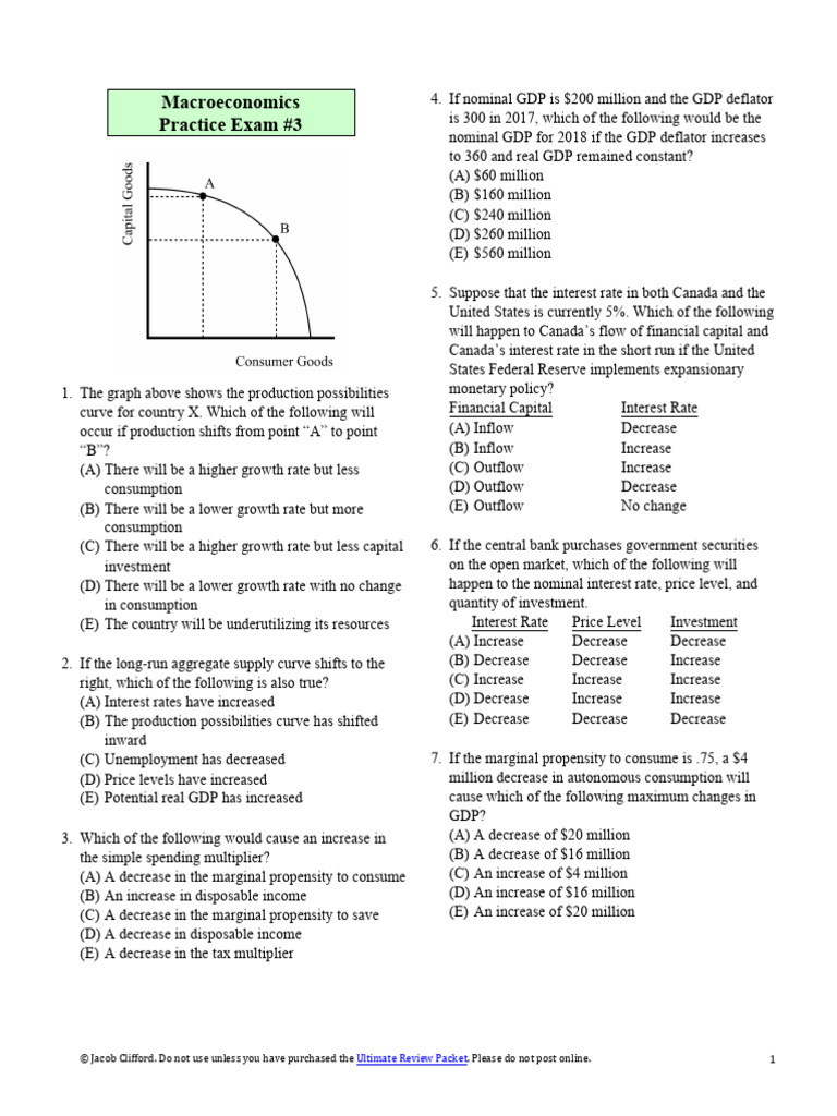 Practice Exam #3 | PDF | Inflation | Fiscal Policy