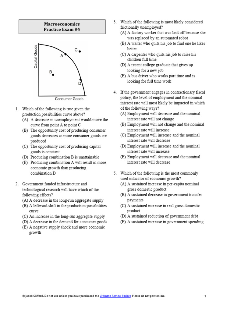 Practice Exam #4 | PDF | Government Budget Balance | Aggregate Demand