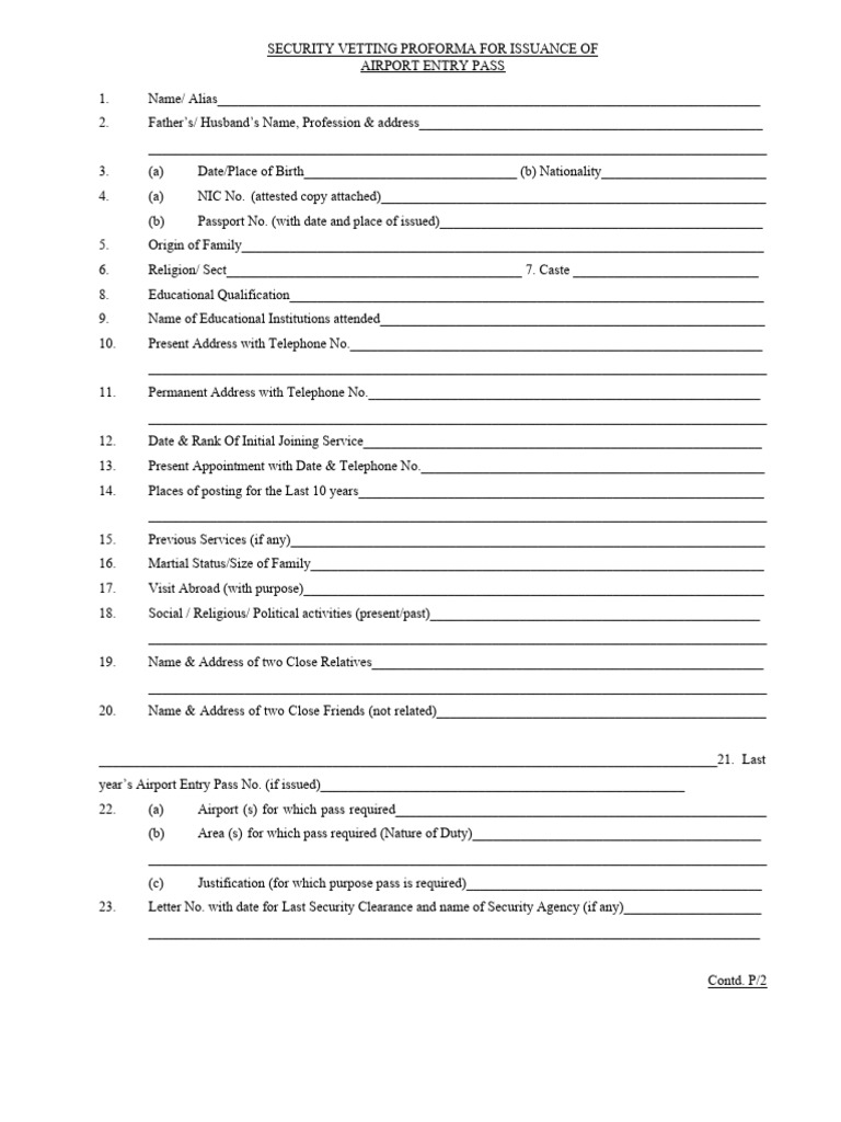 Security Vetting Proforma 0 | Download Free PDF | Government And ...