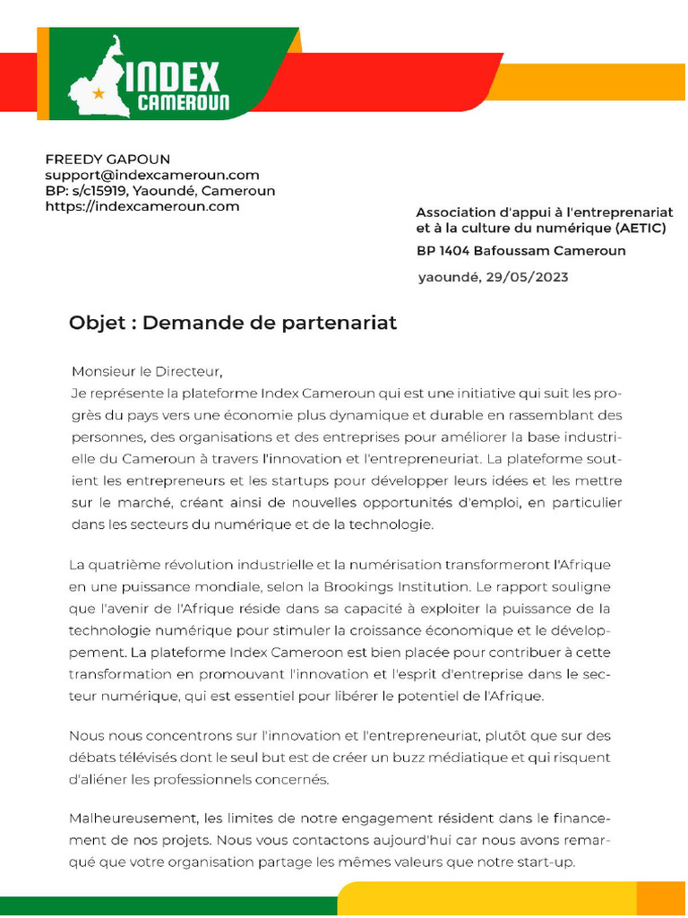 Demande de Partenariat | PDF