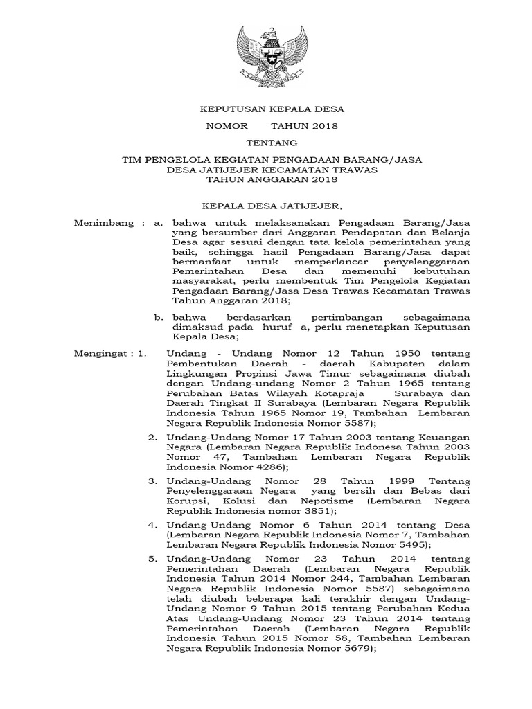 SK Pengadaan Barang Dan Jasa | PDF