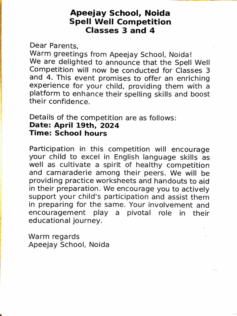 spell well competition | PDF