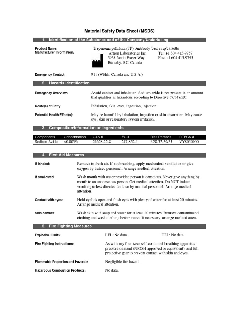 MSDS TP Test | PDF | Occupational Safety And Health | Safety
